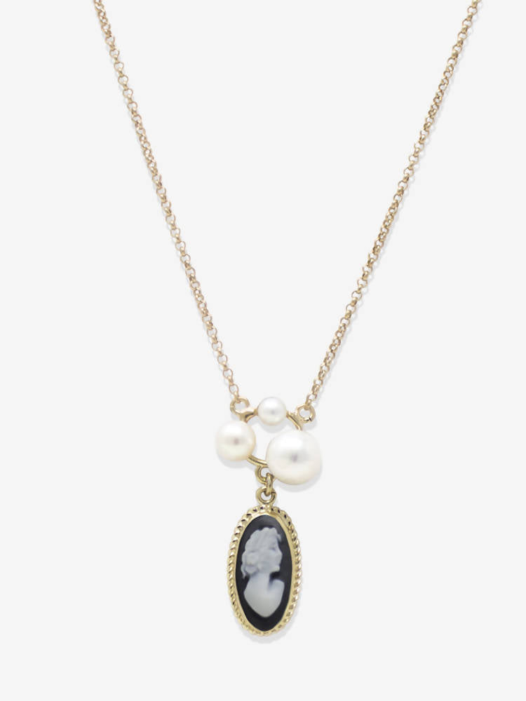 Collier Camée Noir Et Perles - Lilith – Fany - Artisanat Méditerranéen